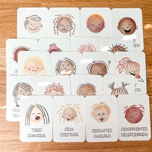Feelings Flashcards - Bilingual - Etsy
