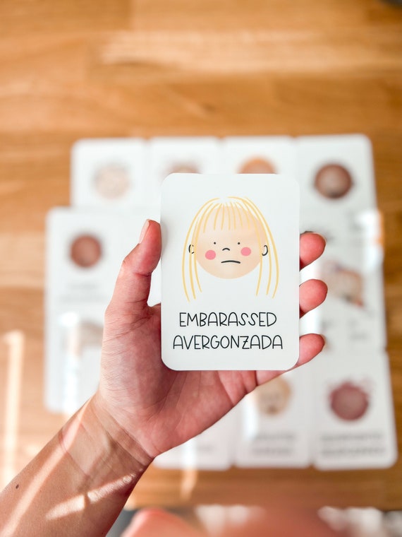 Feelings Flashcards Bilingual - Etsy