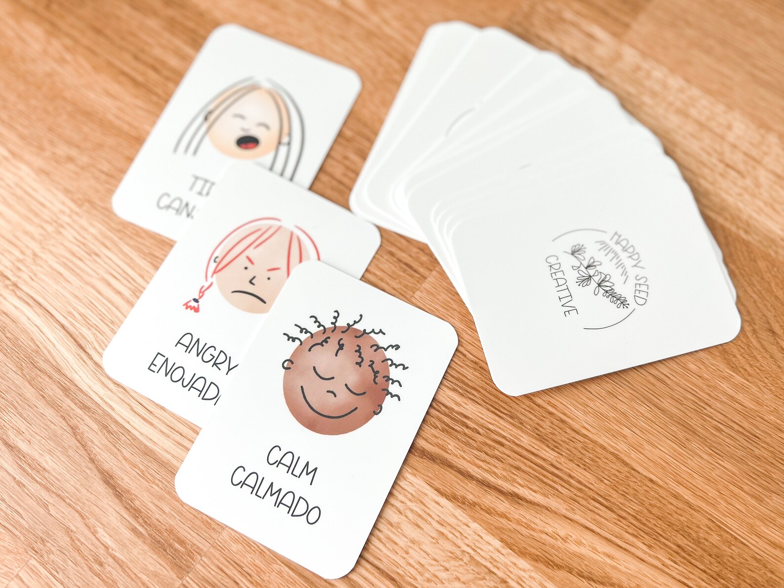 Feelings Flashcards - Bilingual - Etsy