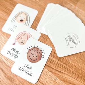 Feelings Flashcards - Bilingual - Etsy