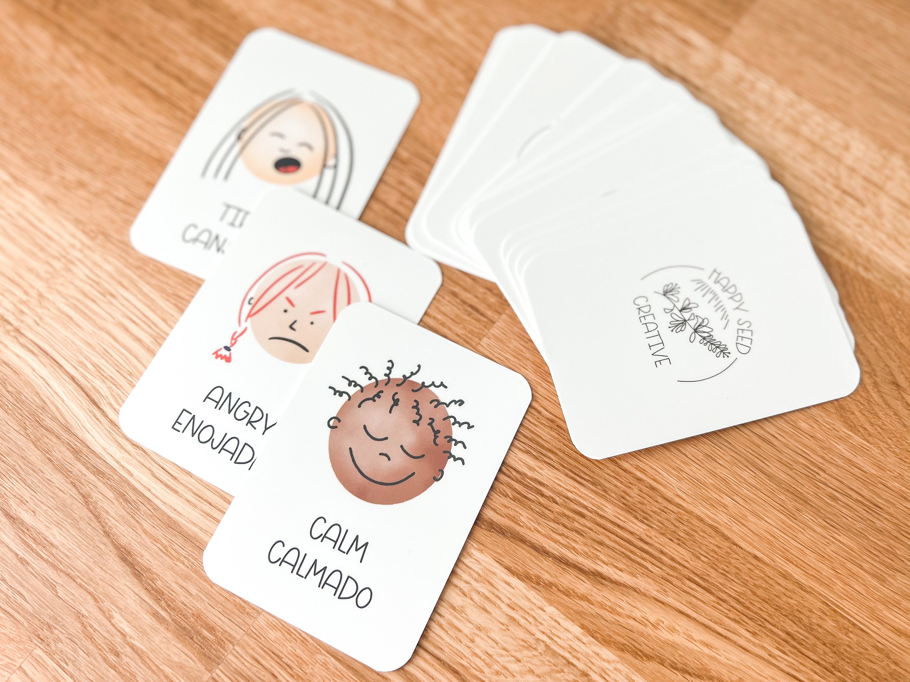 Feelings Flashcards - Bilingual - Etsy