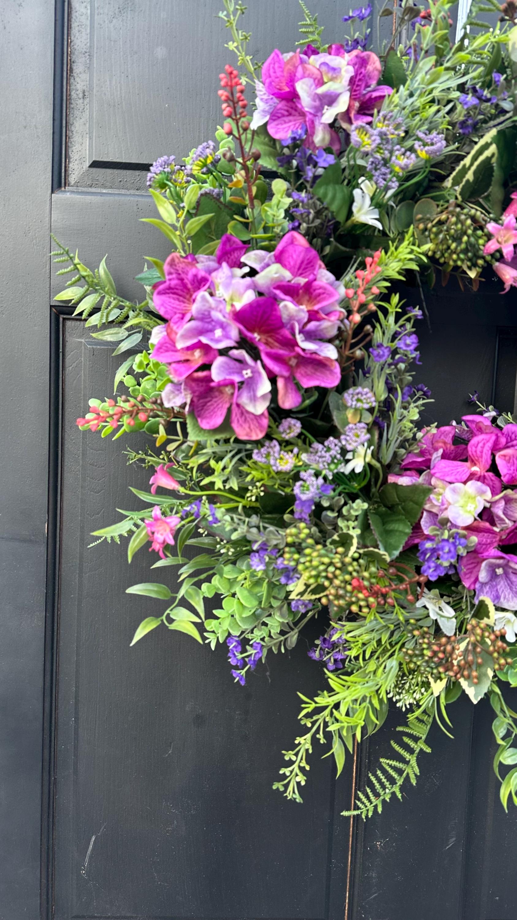 Hydrangea Wildflower Wreath- Purple Spring and Summer Door Decor Garden ...