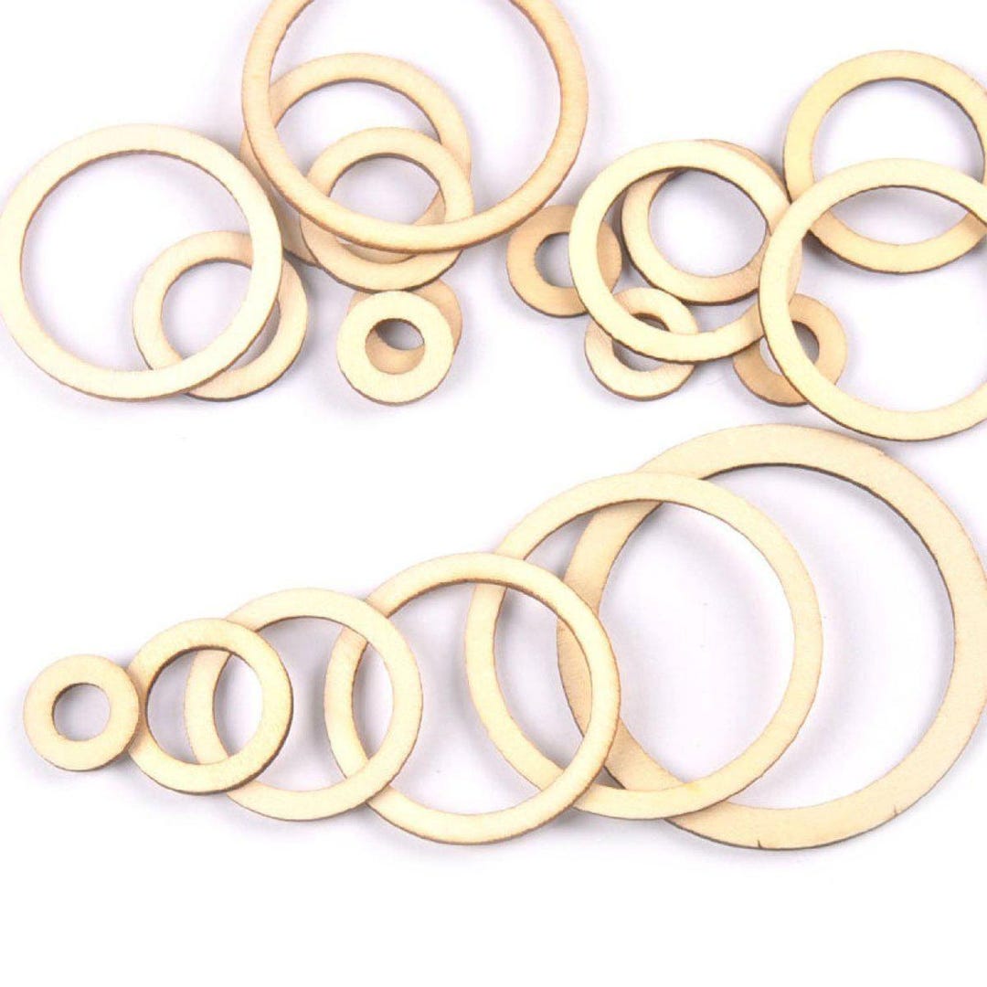 Circles/rings Wooden Crafts for DIY Scrapbook Natural Wooden Ornaments ...