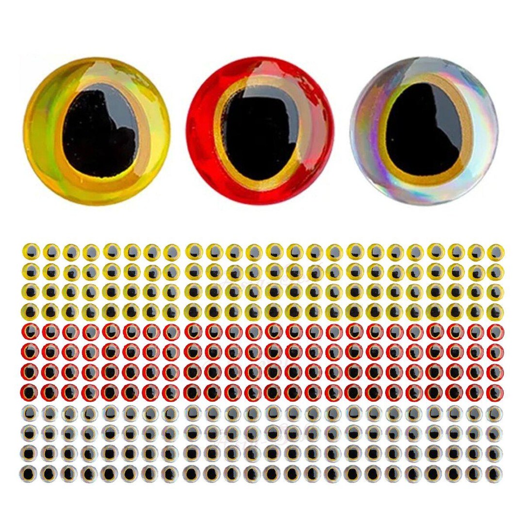 100pcs Holographic Fish Eyes Oval Pupil 6mm-12mm Silver Yellow Red ...