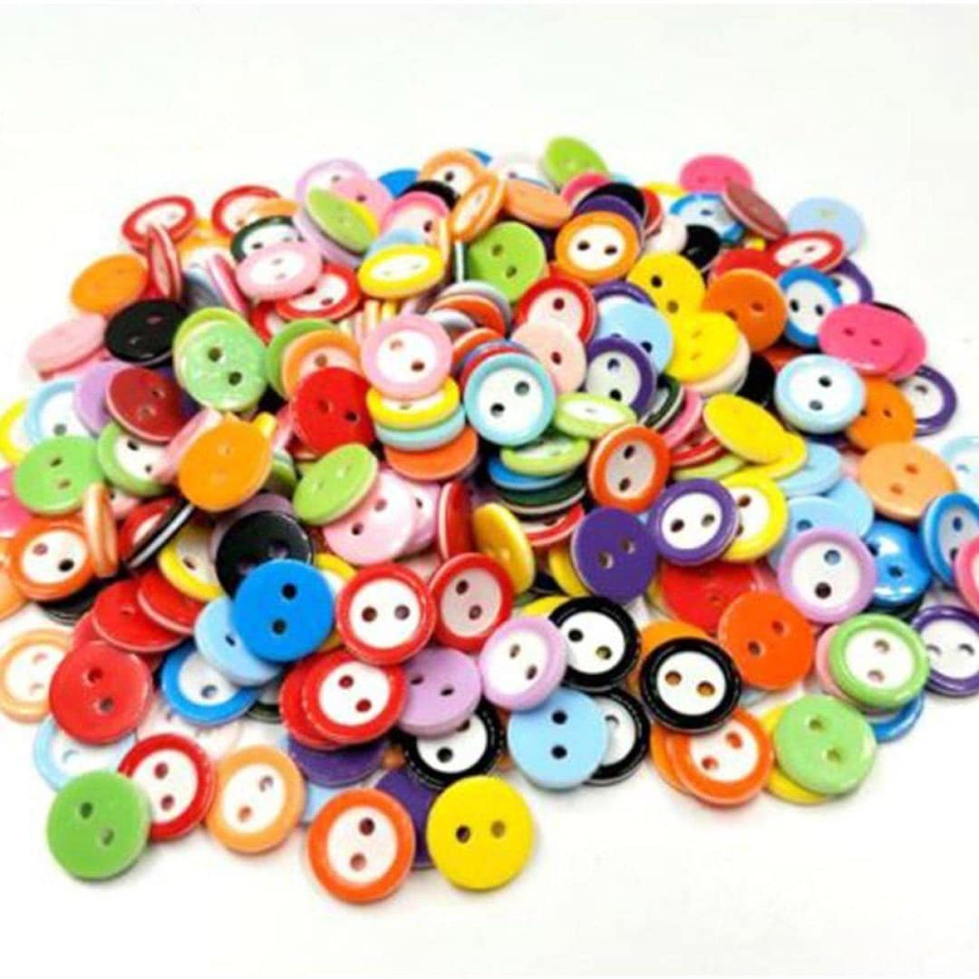 200pcs 11mm Round 2 Hole Resin Buttons Flatback Children's Clothing ...