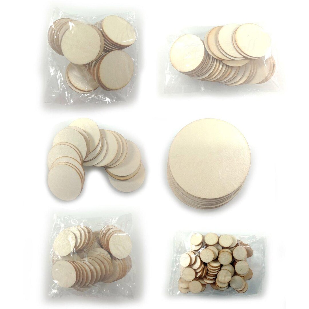 Flat Circles Wooden Crafts for DIY Scrapbook Natural Wooden Ornaments ...