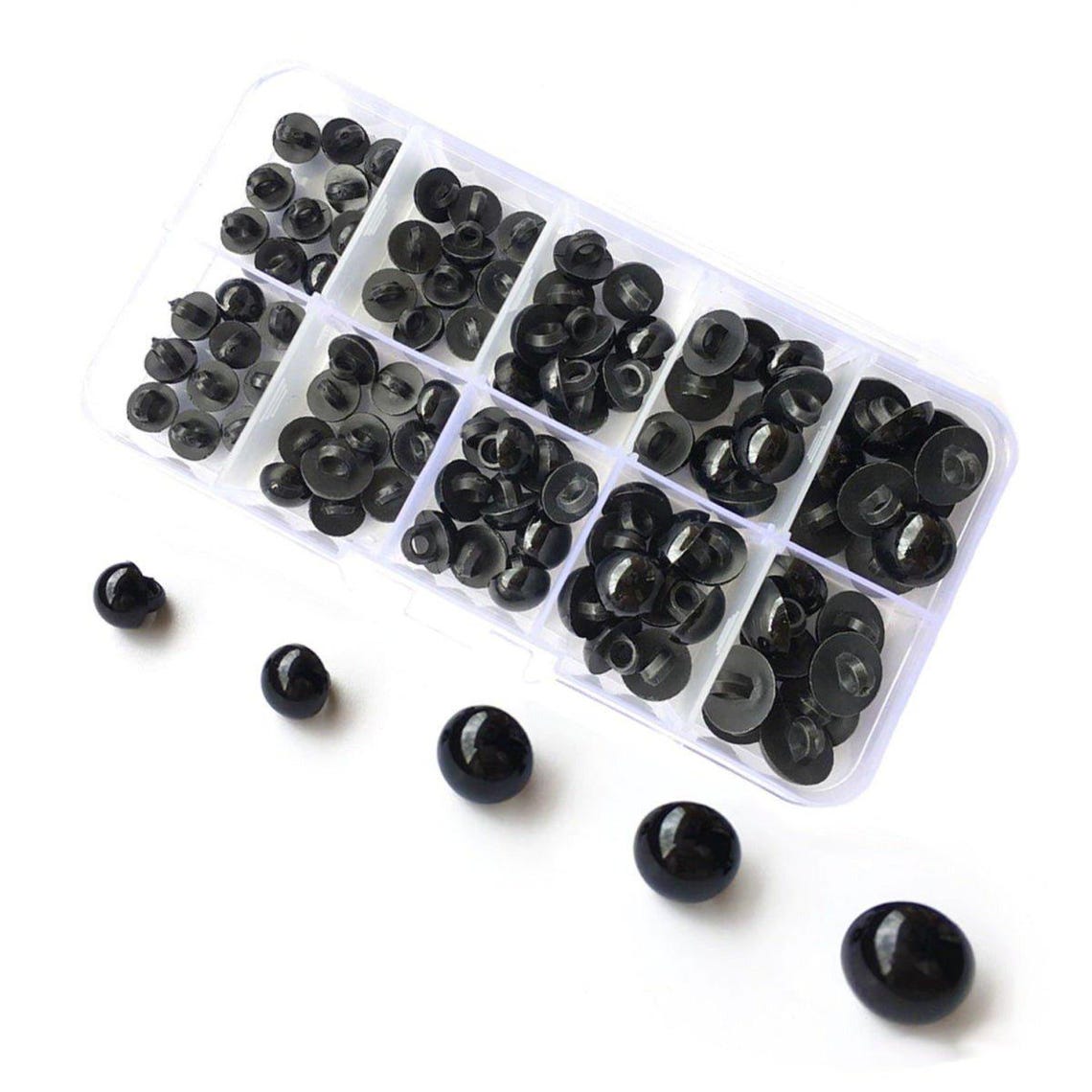 100pcs Plastic Doll Eyes Buttons Round 8mm-15mm Mushroom Domed Sewing ...