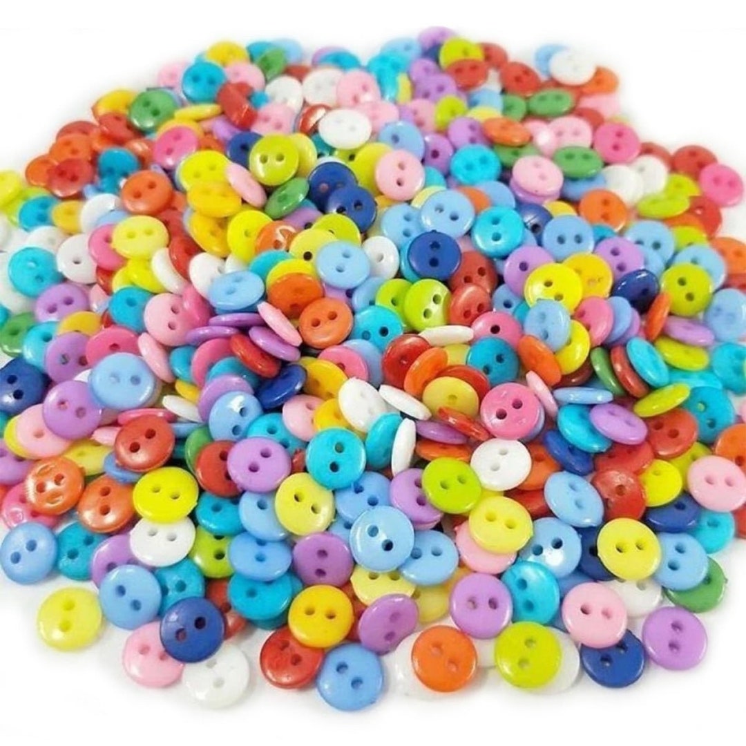 100pcs 2 Hole Children's Baby's Clothing Buttons 7.5mm Round Colourful ...