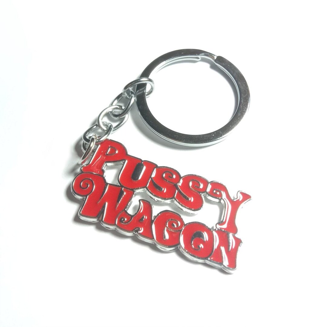 PUSSY WAGON Keyring Letter Pendants Accessories Red Colour Alloy Tag ...