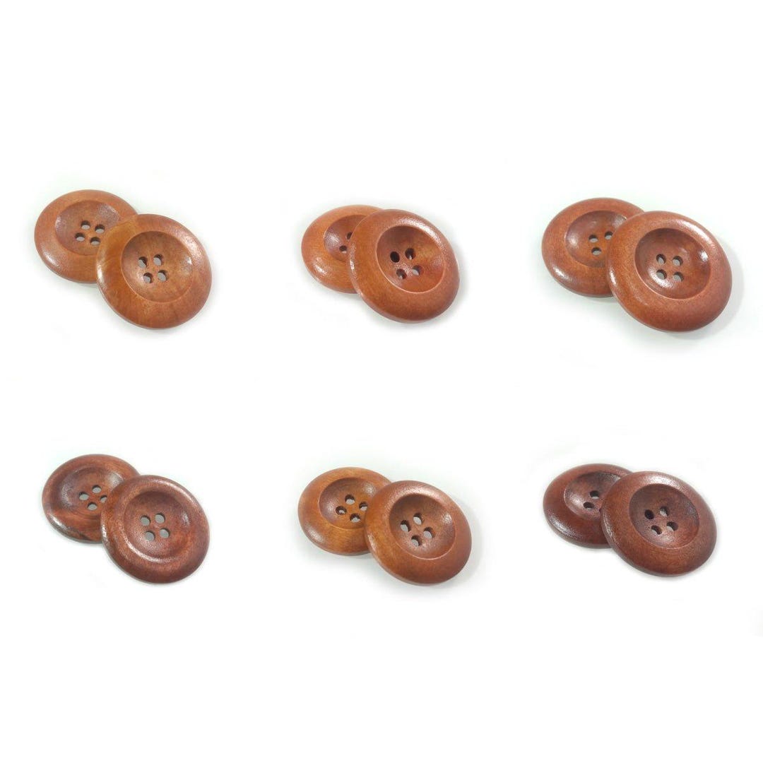 10x 25-35mm 4 Hole Beveled Wooden Buttons Wood Bevel Button for Coat ...
