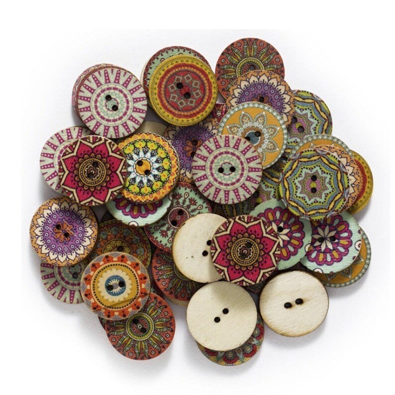 50x Retro Wooden Buttons for Scrapbooking and Handmade Clothes 15-25mm ...