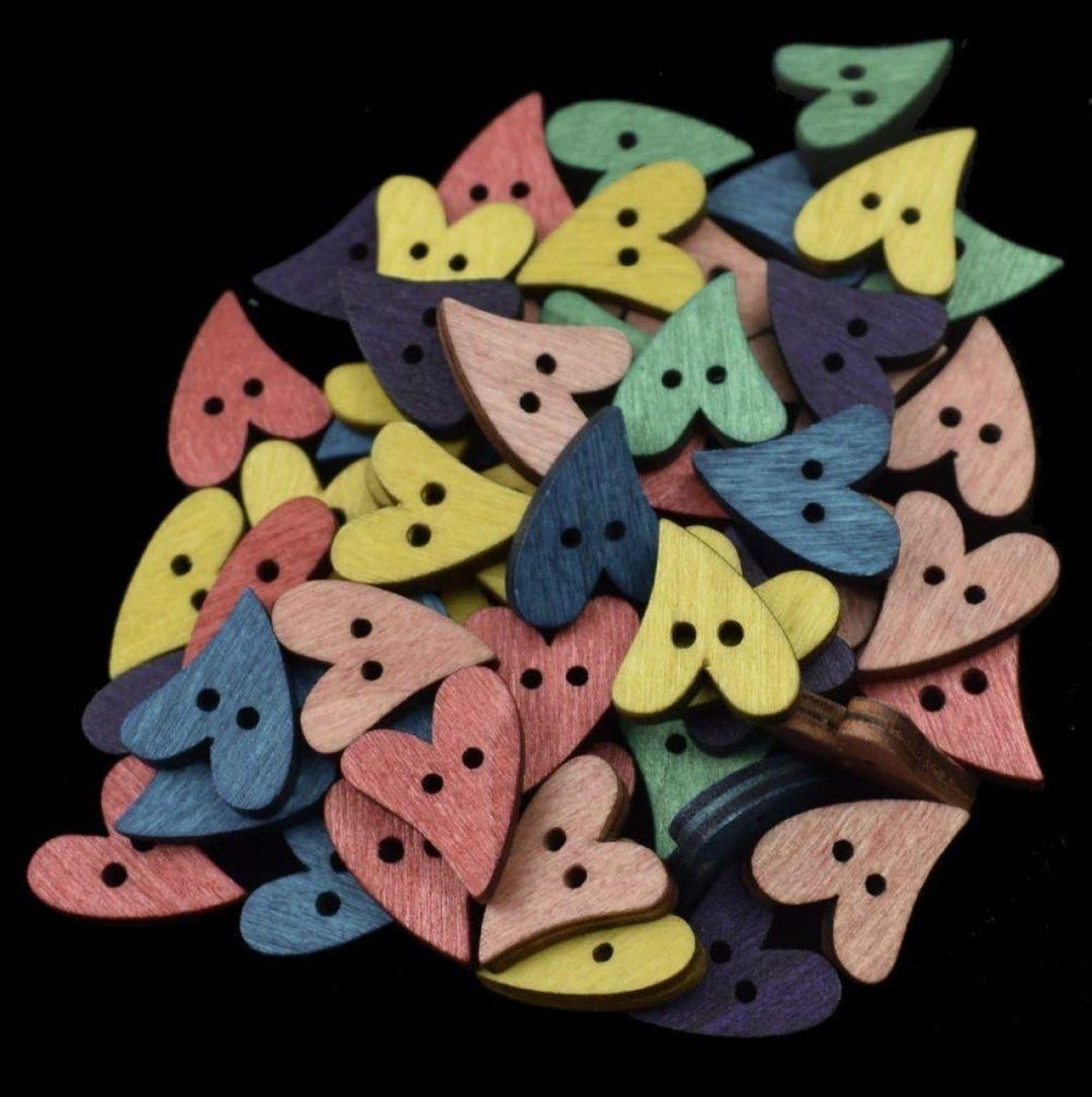 100pcs Wooden Buttons Heart Shape for Crafts Sewing 21x15mm - Etsy