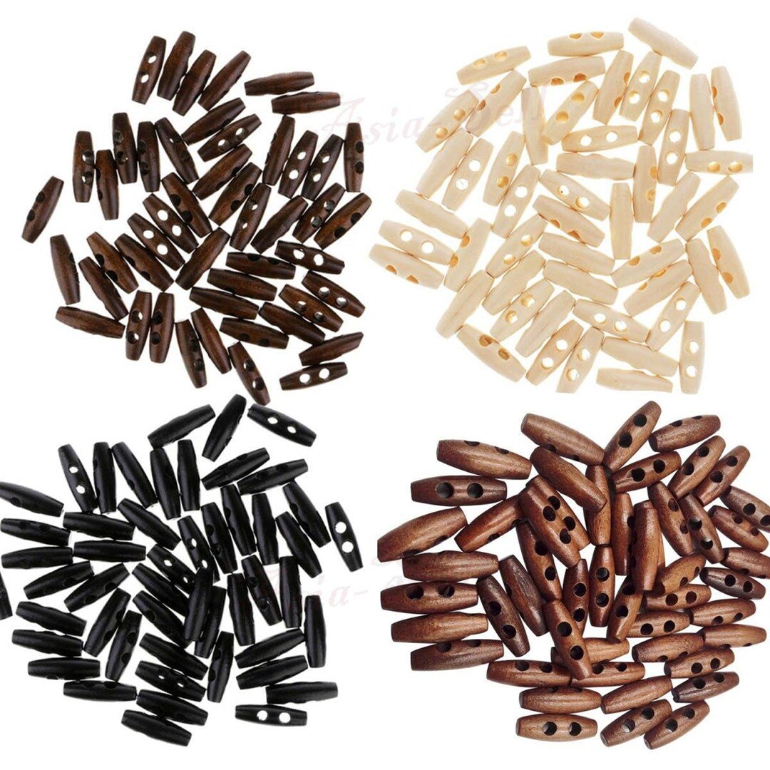 4pcs / 20pcs Wood Sewing Horn Toggle Buttons Hat String Cord Pull Cloth ...