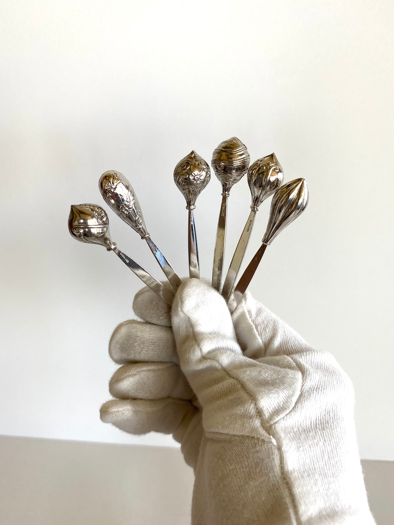 Sterling Silver Cocktail Picks 6 Art Deco Cocktail Picks - Etsy