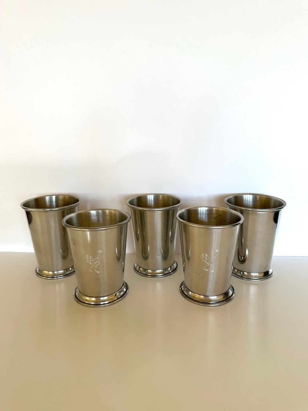 Vintage Julep Cups by Kirk Stieff Co, Rooster-etching set of 5 - Etsy