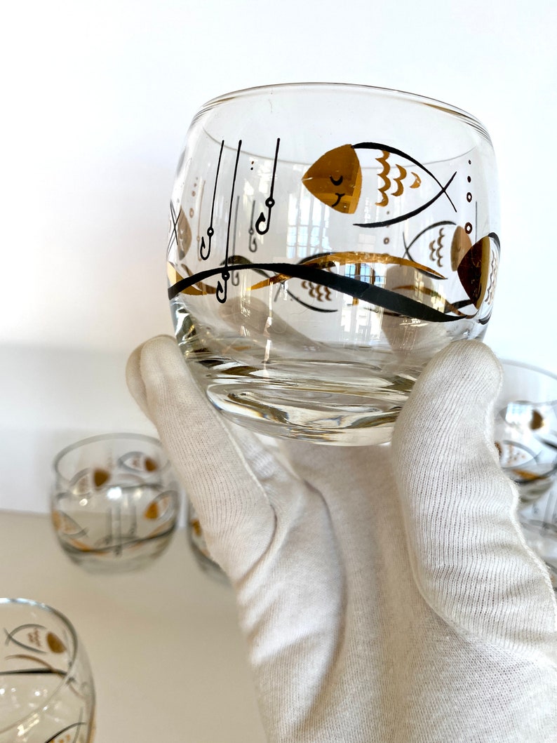 Mid Century Atomic Fish Roly Poly Glasses 8 - Etsy