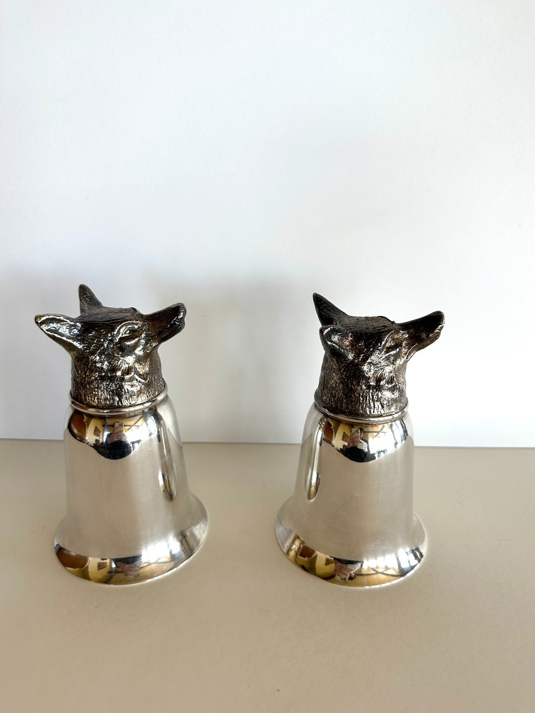 Vintage Silver-plated Fox Stirrup Cups by PM Italy Pair of - Etsy
