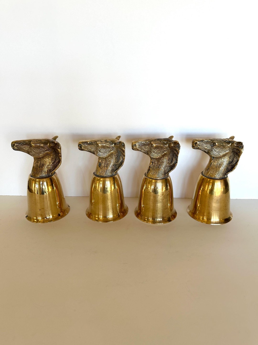 Horse Stirrup Cup Set (four Cups) Brass Stirrup Cups - Etsy