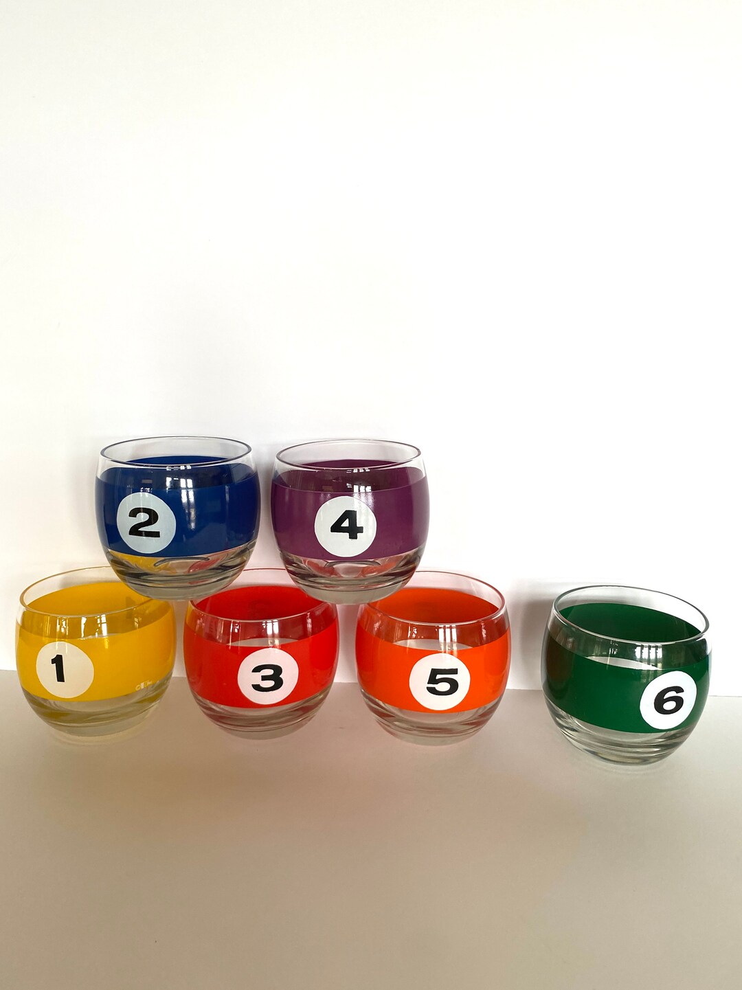 Cera Pool Balls Roly Poly Glasses, Cera Billiard Pool Ball Glasses (6 ...
