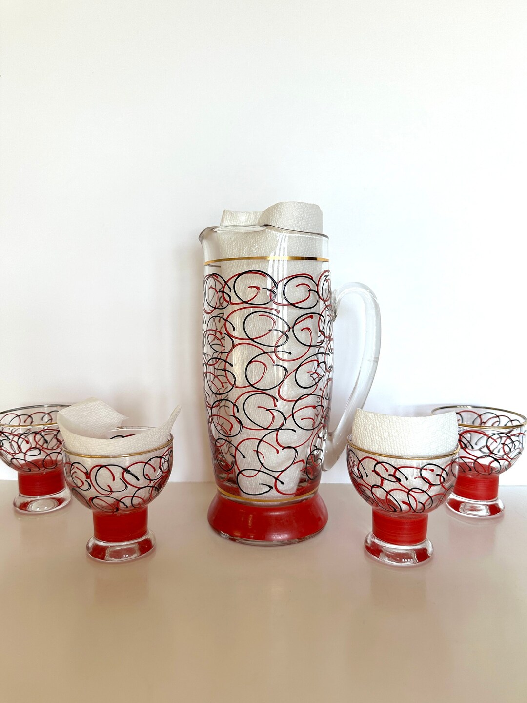 Cocktail Pitcher Glasses Set by Sinclair, Mid Century - Etsy