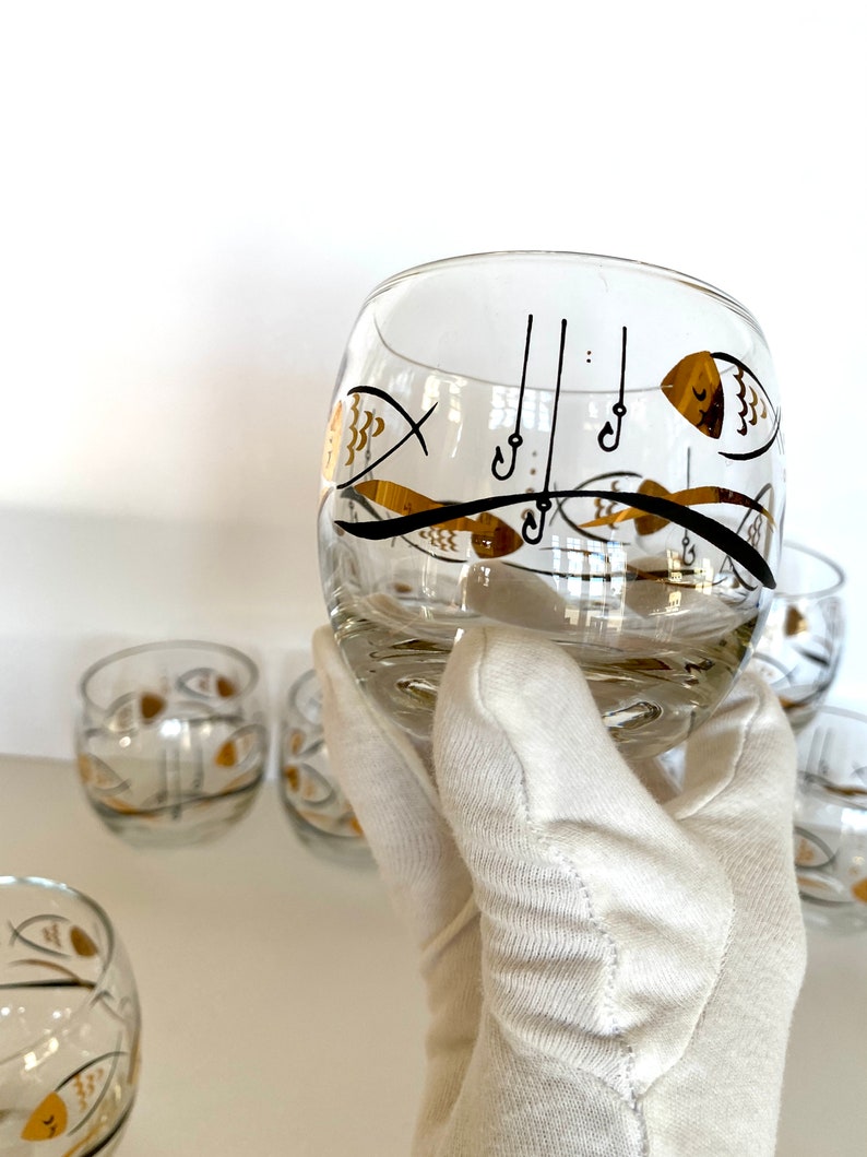 Mid Century Atomic Fish Roly Poly Glasses 8 - Etsy