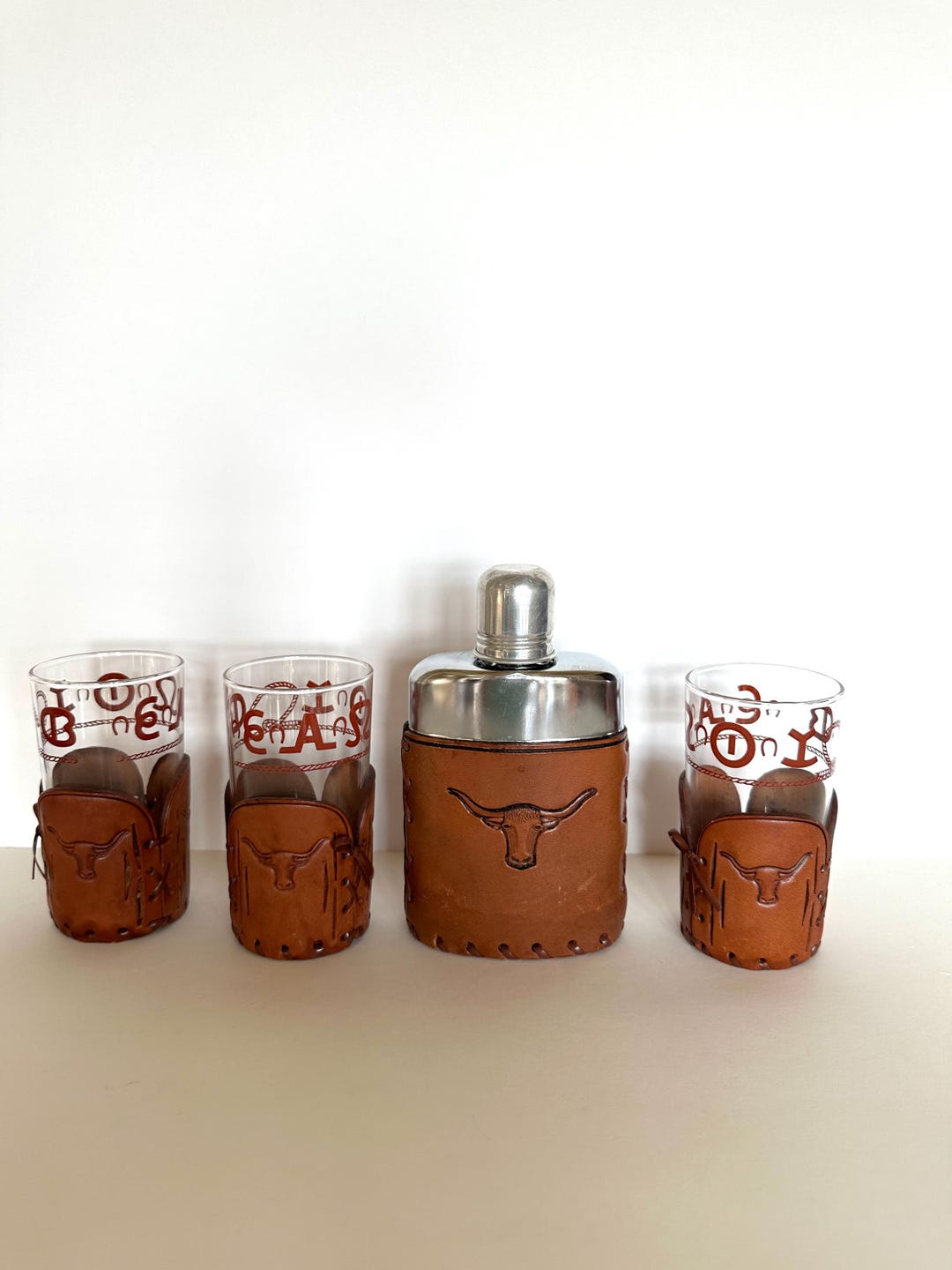 Libbey Bamco Flask & Glasses Set - Etsy