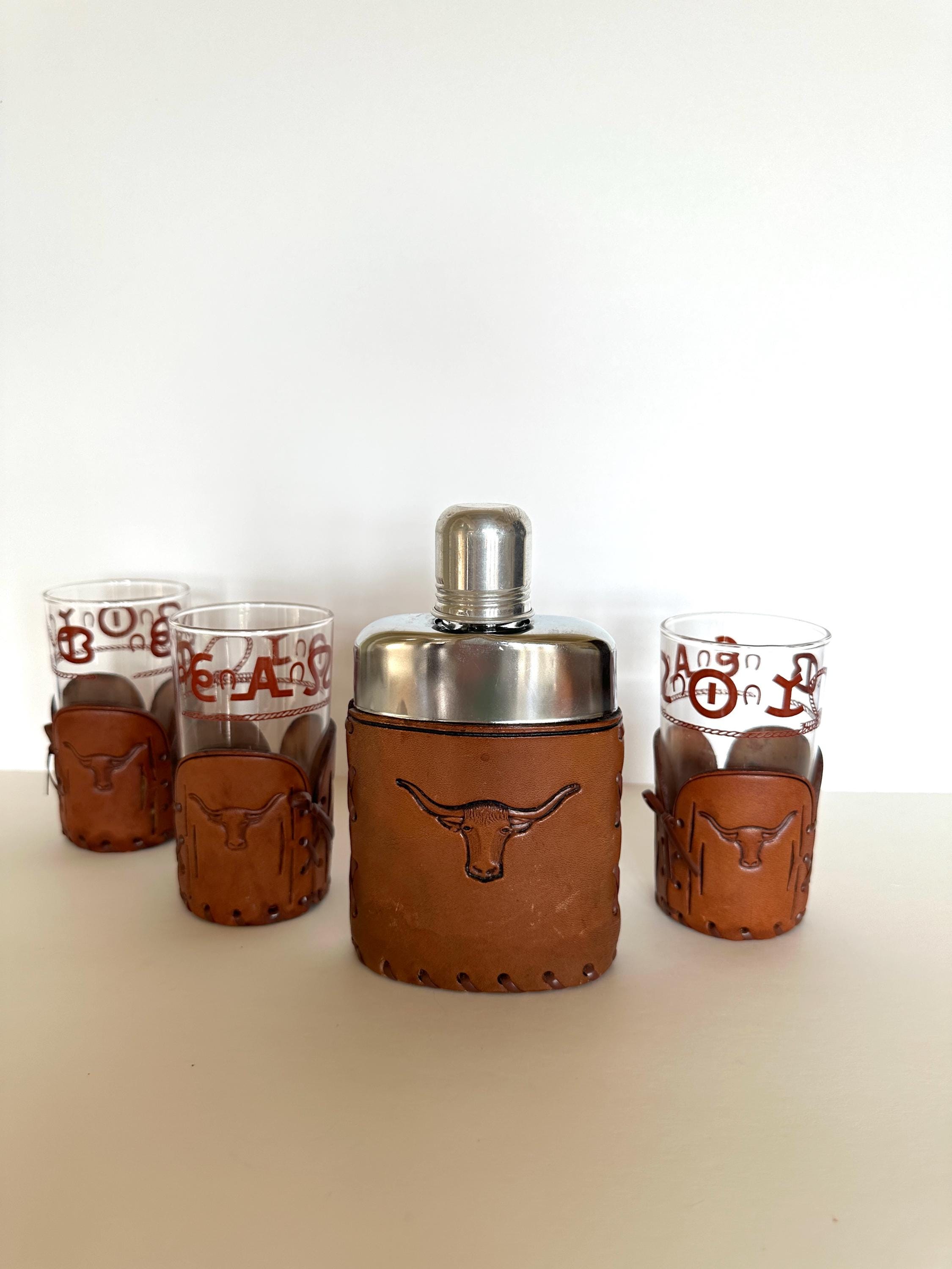 Libbey Bamco Flask & Glasses Set - Etsy