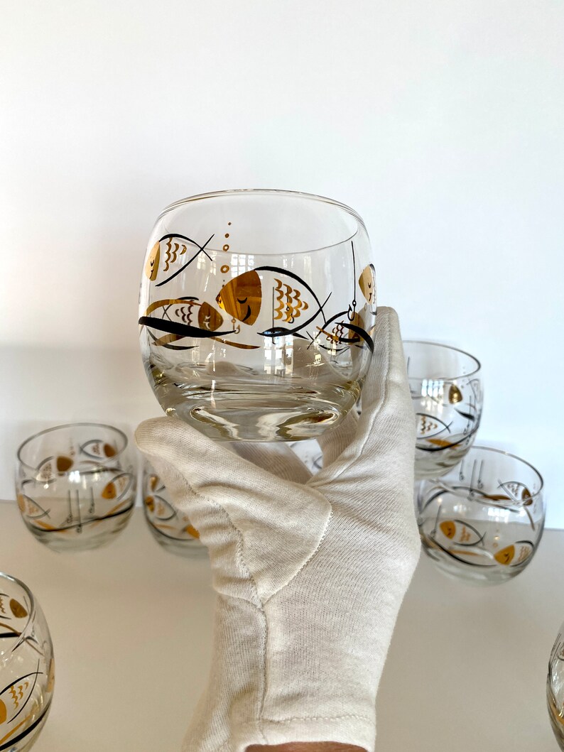 Mid Century Atomic Fish Roly Poly Glasses 8 - Etsy