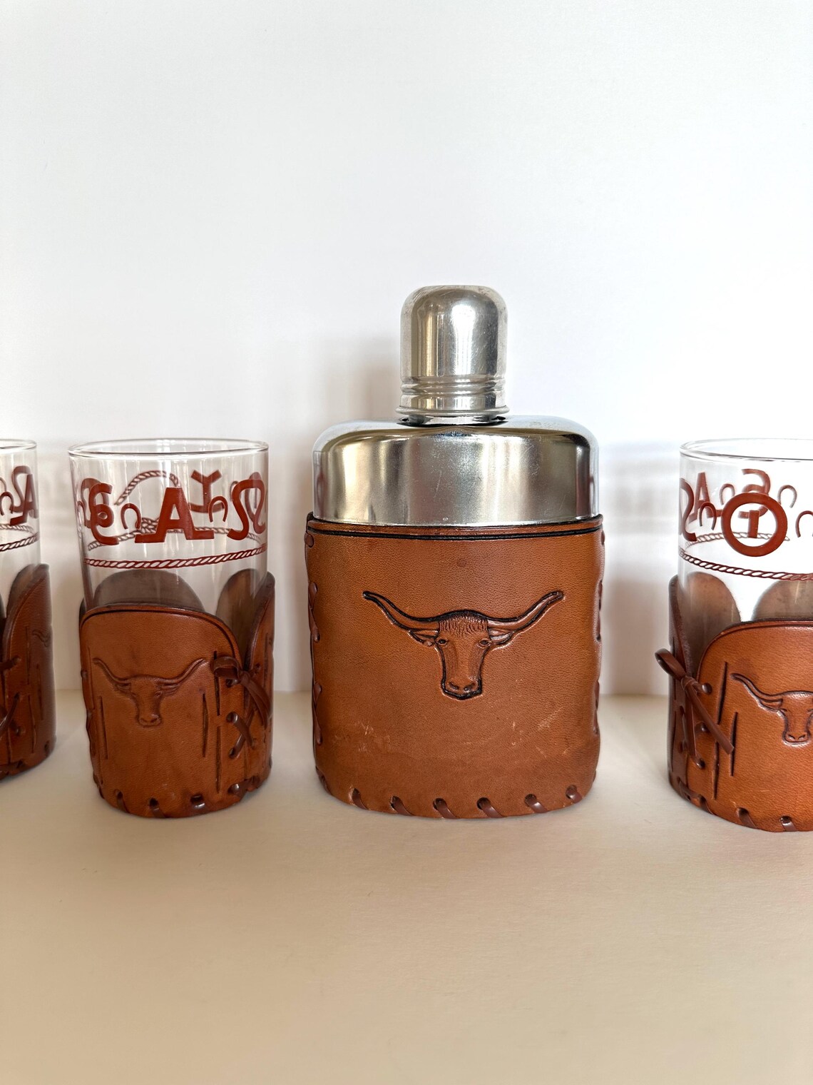 Libbey Bamco Flask & Glasses Set - Etsy