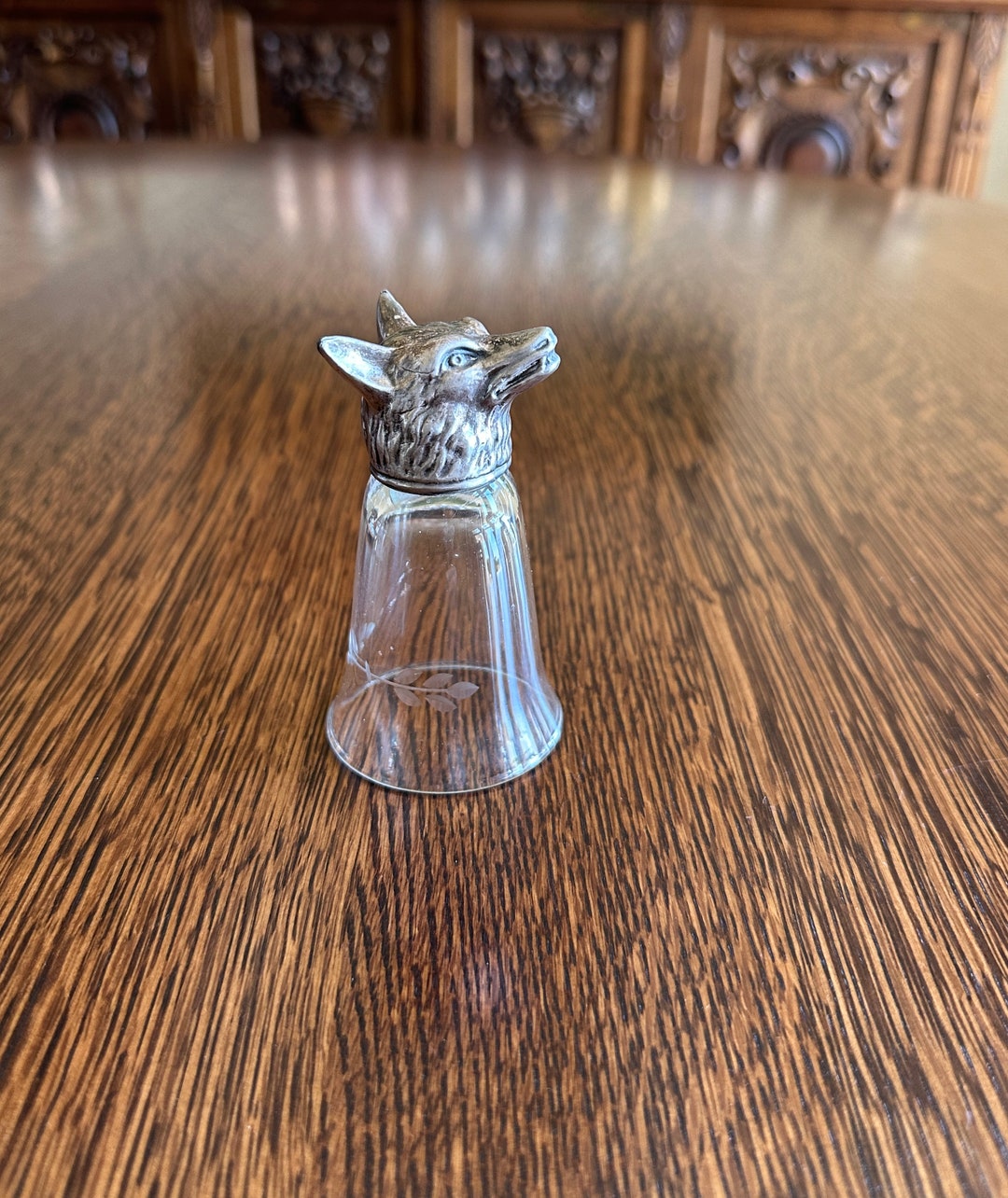 Vintage Fox Stirrup Jigger, Pewter and Crystal Fox Jigger, Unique Gift ...
