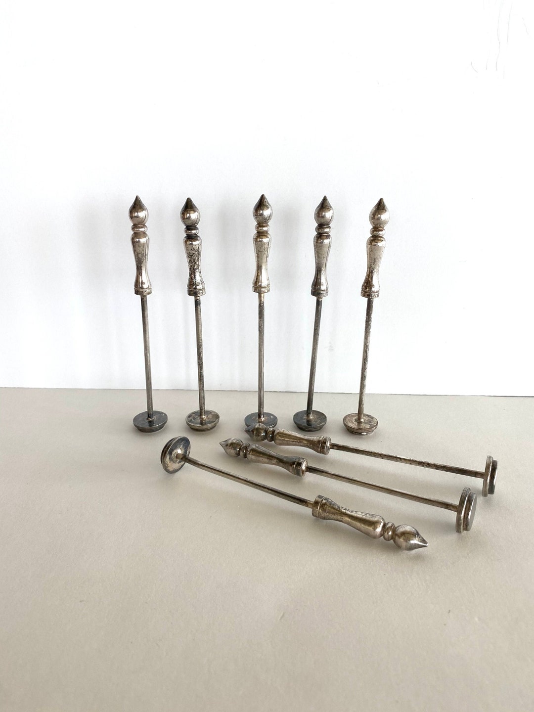 Art Deco Cocktail Muddlers Sticks set of 8 Silver Cocktail Muddler ...