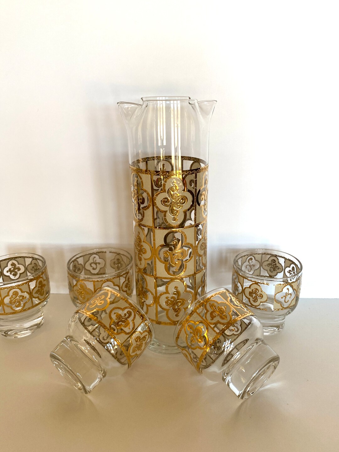 Culver Cocktail Pitcher Set, Sallye Pattern (6 Piece Set) - Etsy