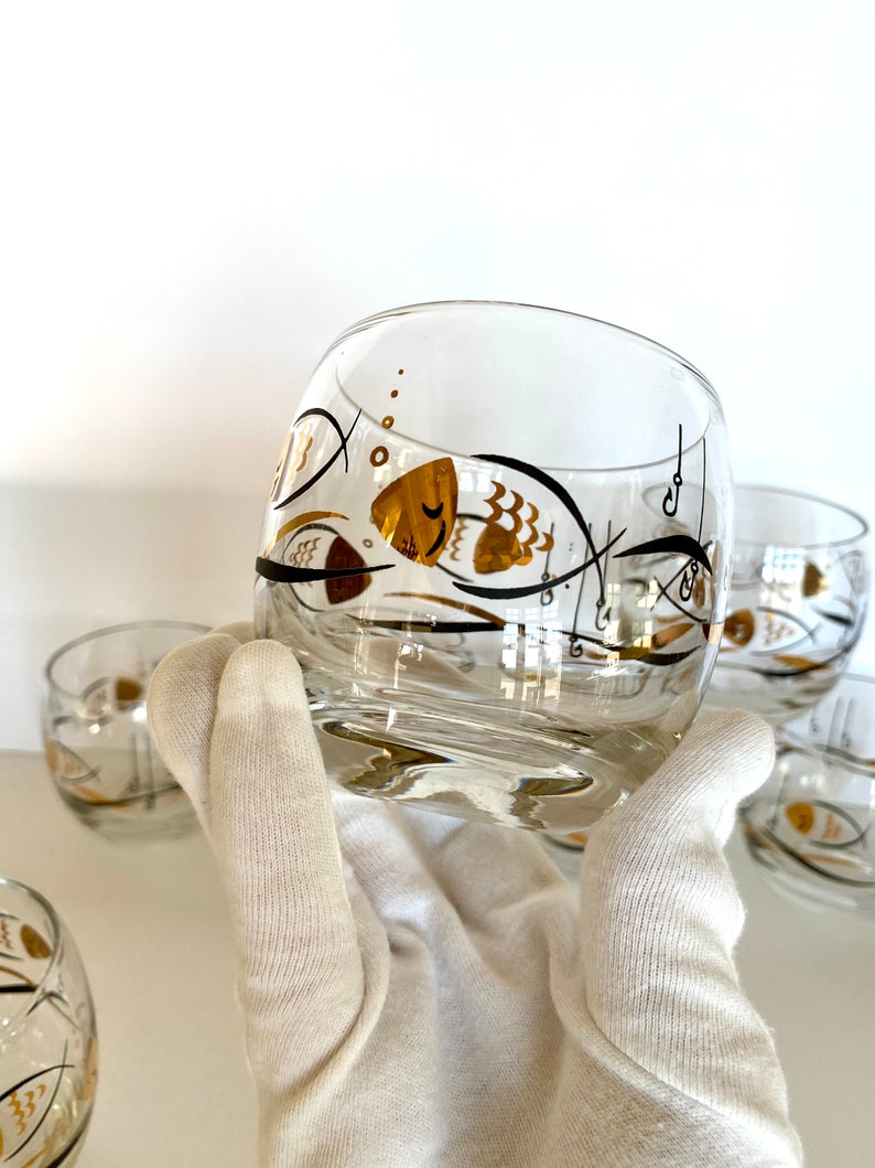 Mid Century Atomic Fish Roly Poly Glasses 8 - Etsy