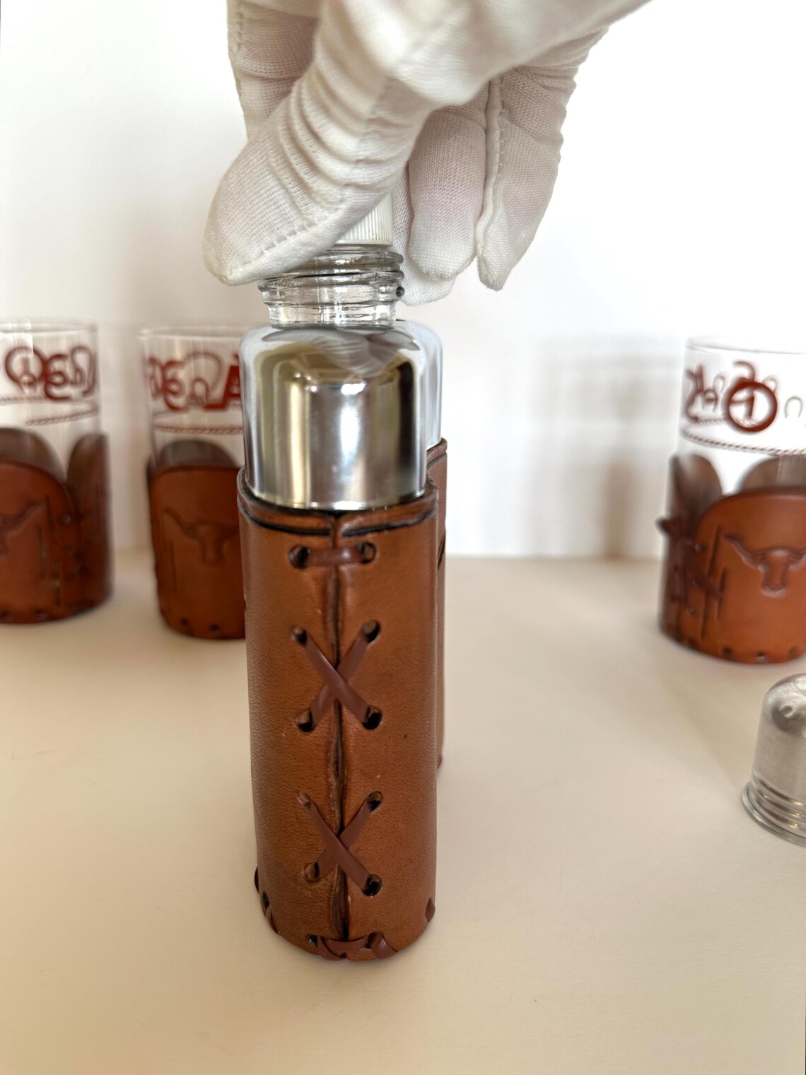 Libbey Bamco Flask & Glasses Set - Etsy
