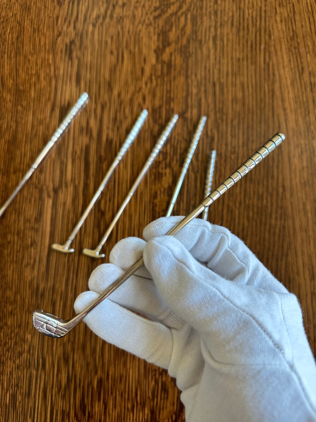 Vintage Golf Club Swizzle Sticks 6 , Silver-plated Golf Swizzle Sticks ...