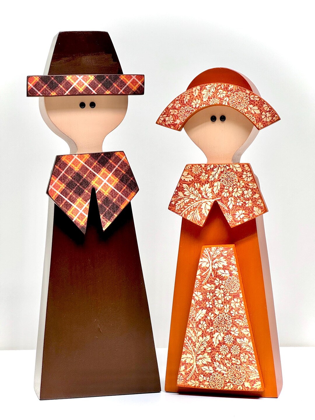 Hand Cut Wood Pilgrim & Native American Set: Thanksgiving Decor - Etsy