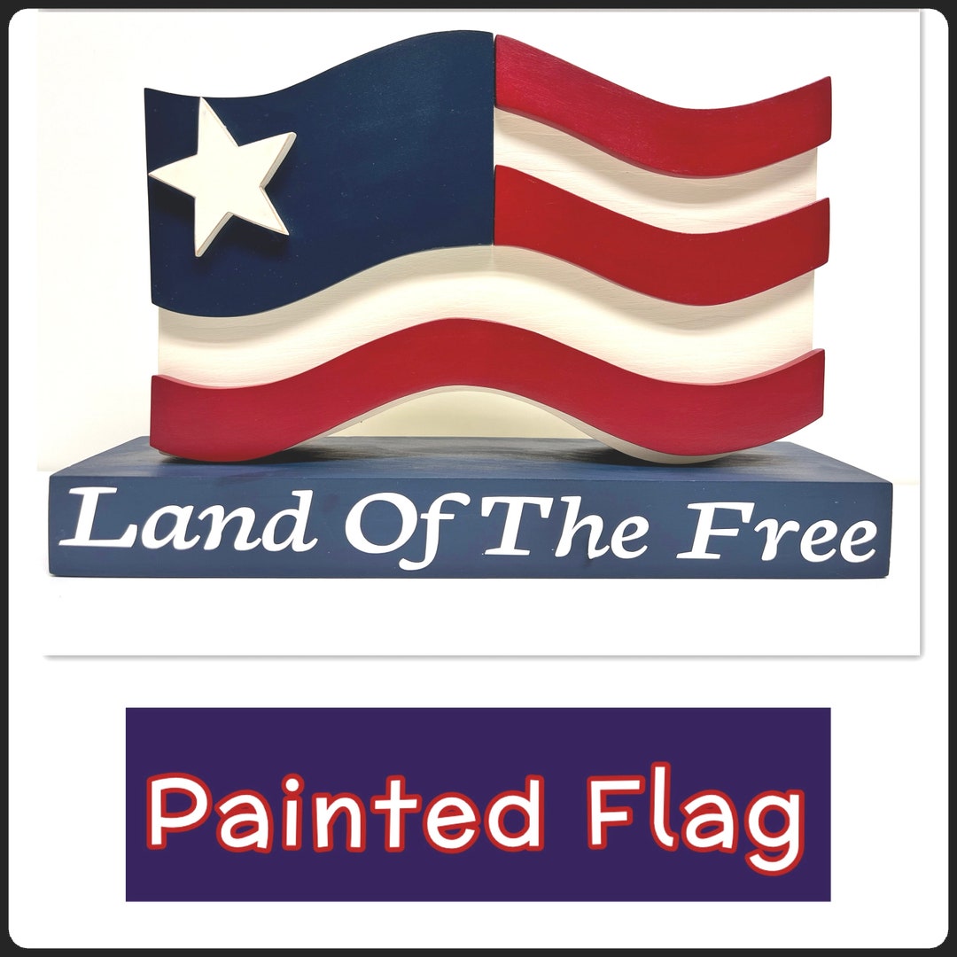 Waving Flag With Block| 4th of July - Etsy