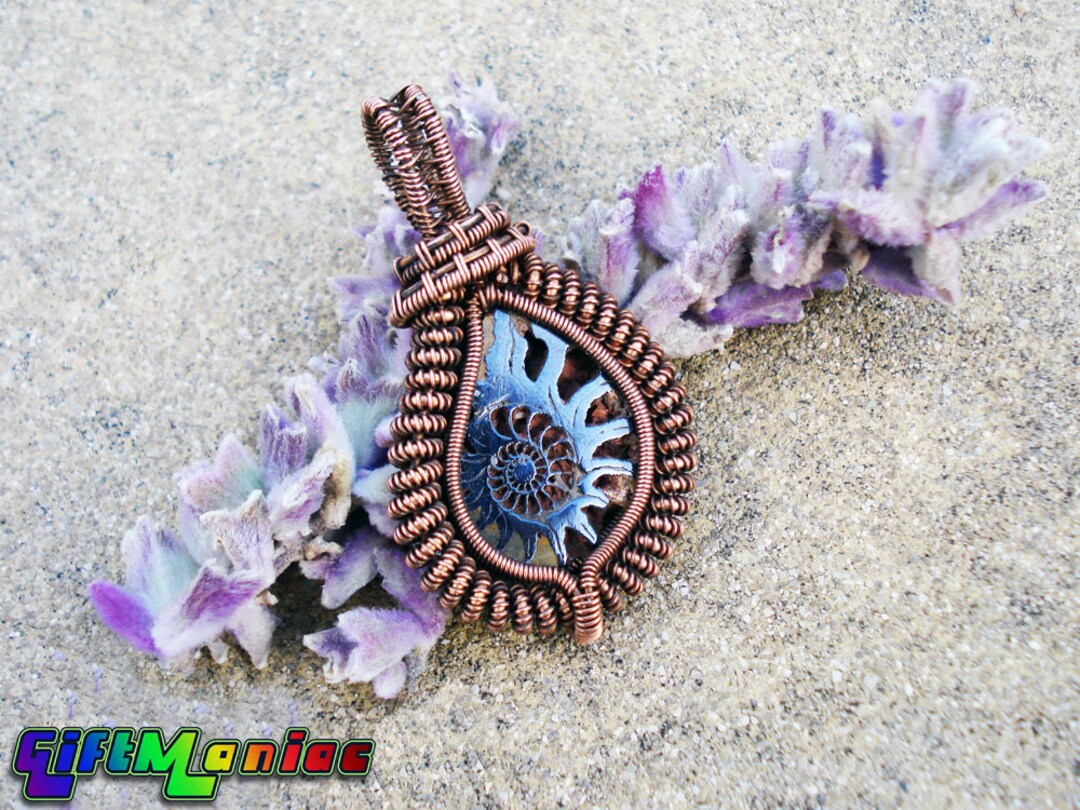 Fossil and Copper Amonite Pendant - Etsy