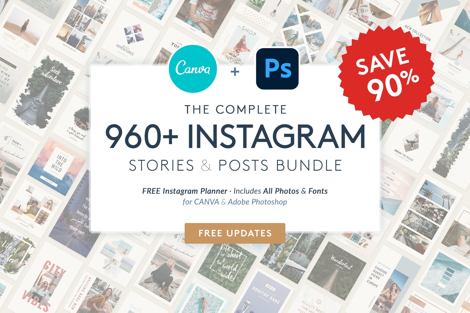 CANVA & PS Instagram Bundle 960 Story and Post Templates Instagram ...