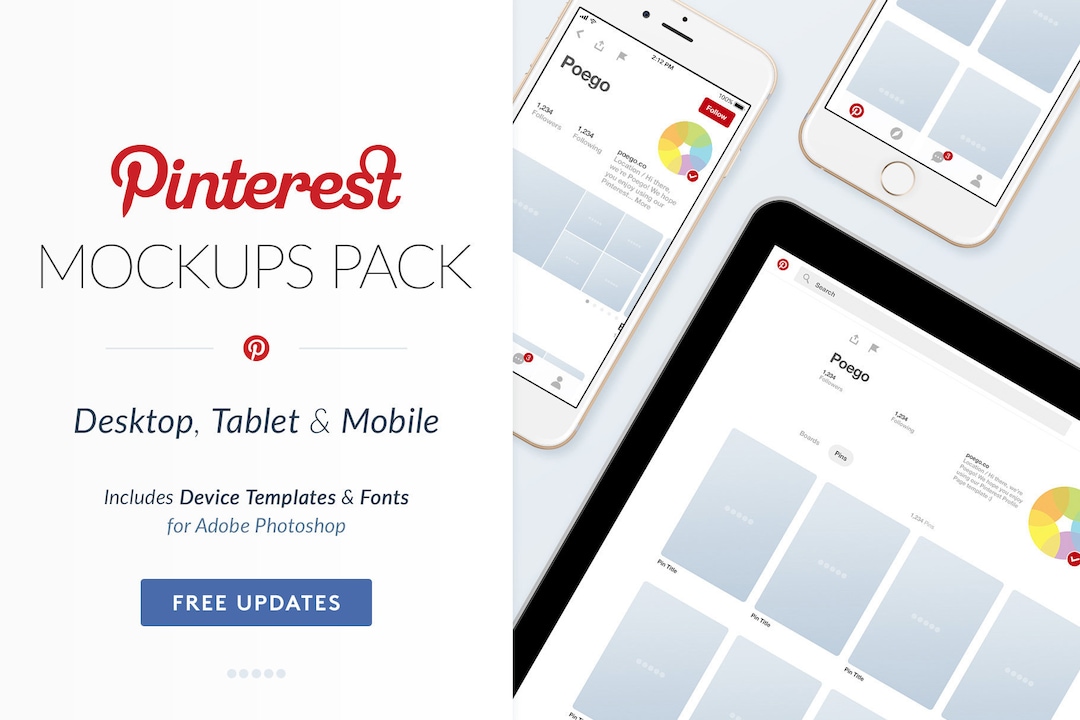 Pinterest Mockups - Profile Page Templates - Social Media - Desktop ...
