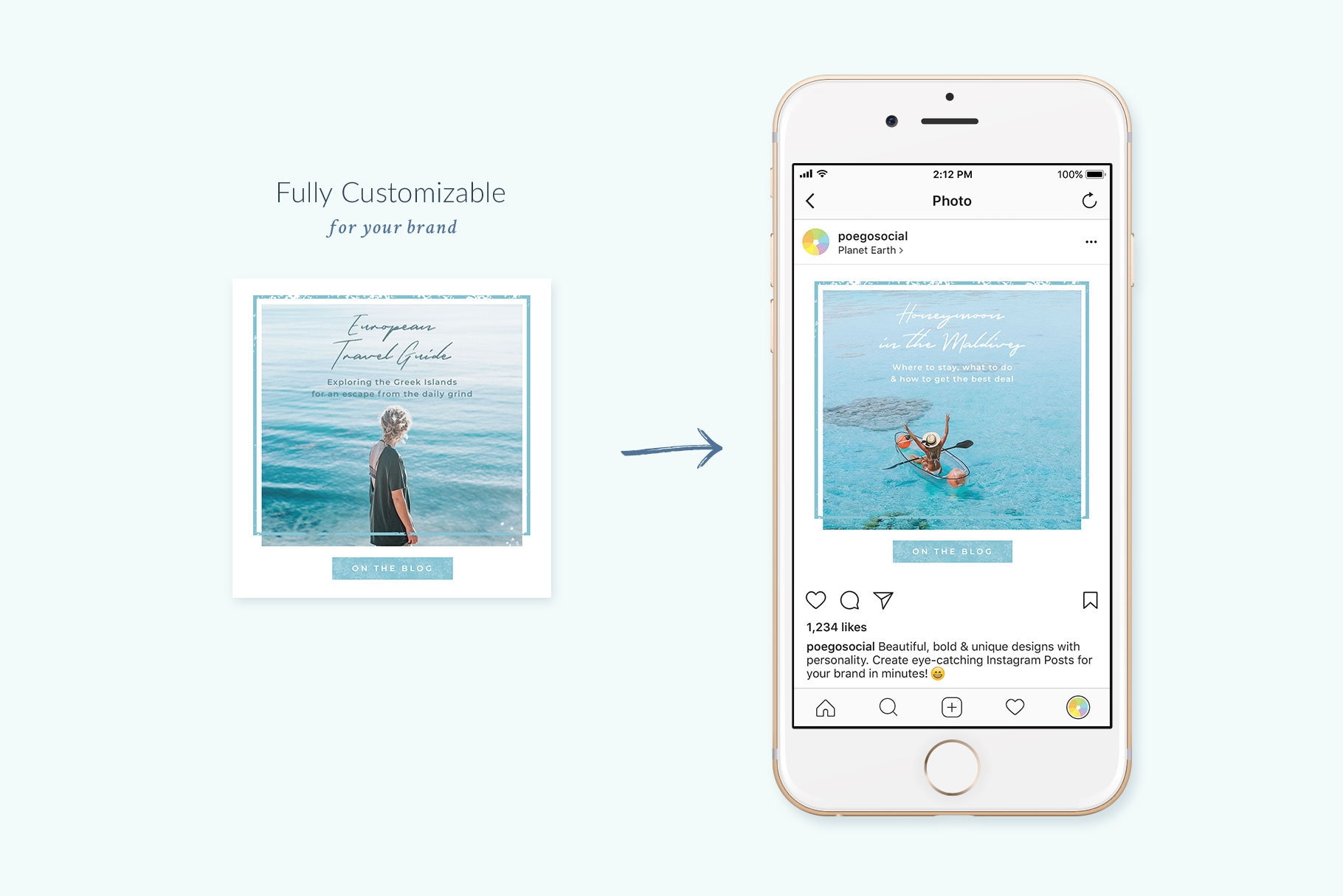 Instagram Posts Oceans - 30 Fresh & Blue Templates - Polaroid ...