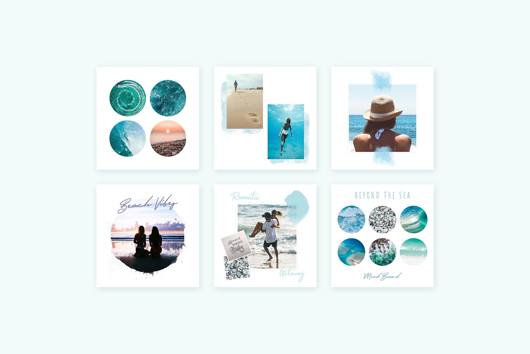 Instagram Posts Oceans - 30 Fresh & Blue Templates - Polaroid ...