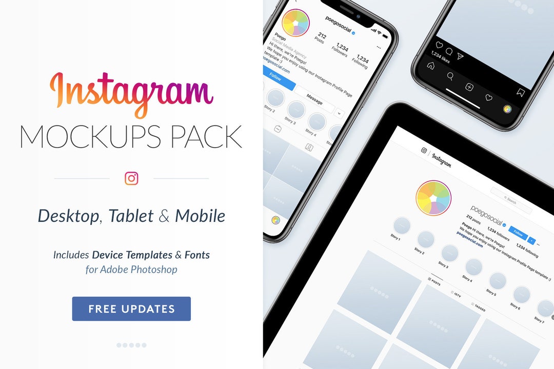 Instagram Mockups Profile Page Templates Social Media Desktop, Tablet ...