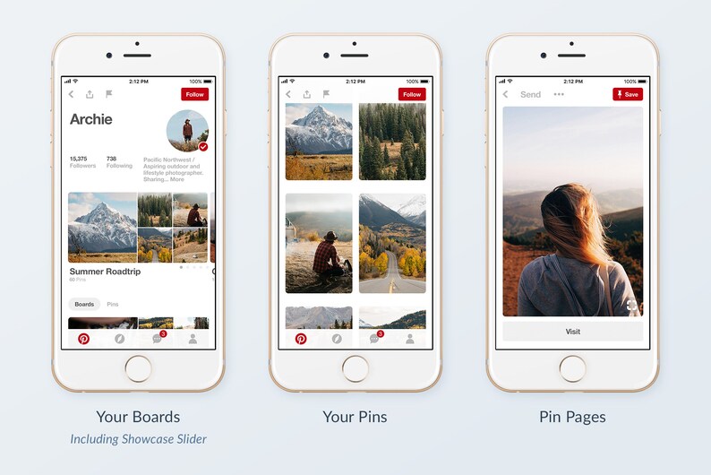 Pinterest Mockups - Profile Page Templates - Social Media - Desktop ...