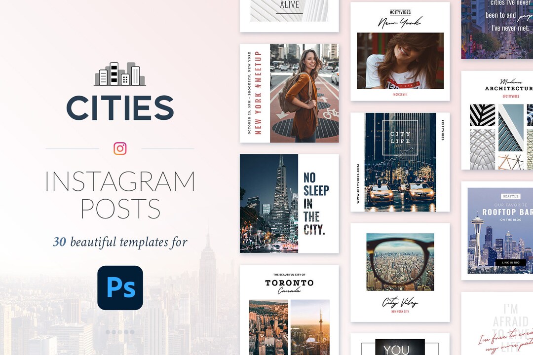 Instagram Posts Cities - 30 Modern & Dynamic Templates - Moody, Urban ...