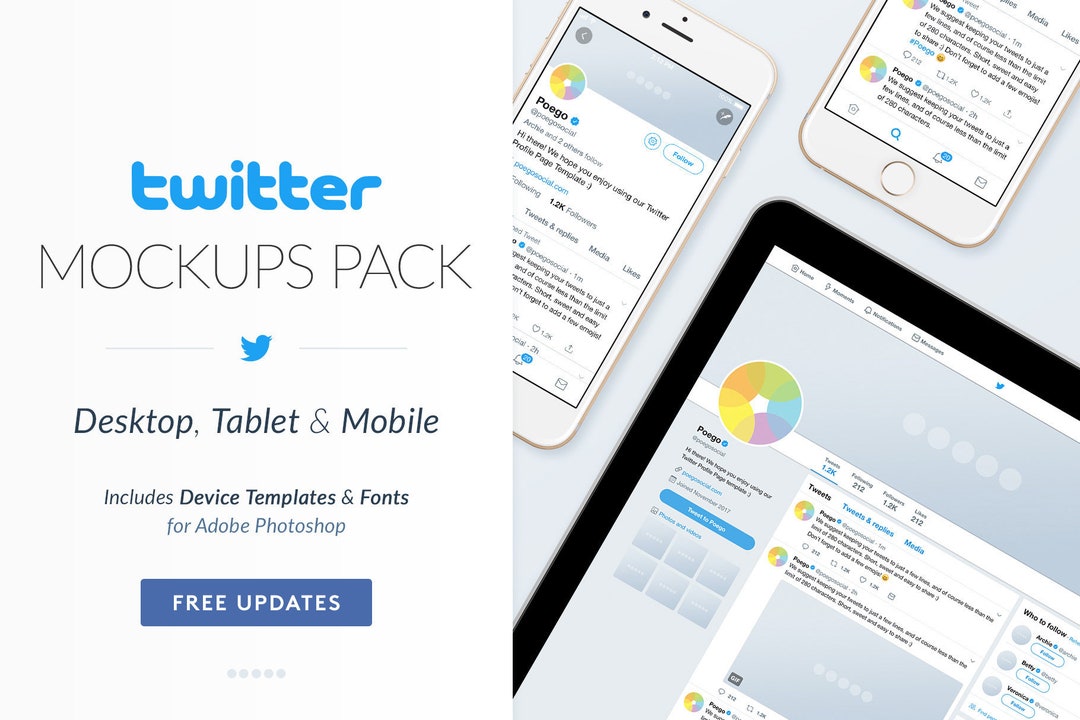 Twitter Mockups Profile Page Templates Social Media Desktop, Tablet ...