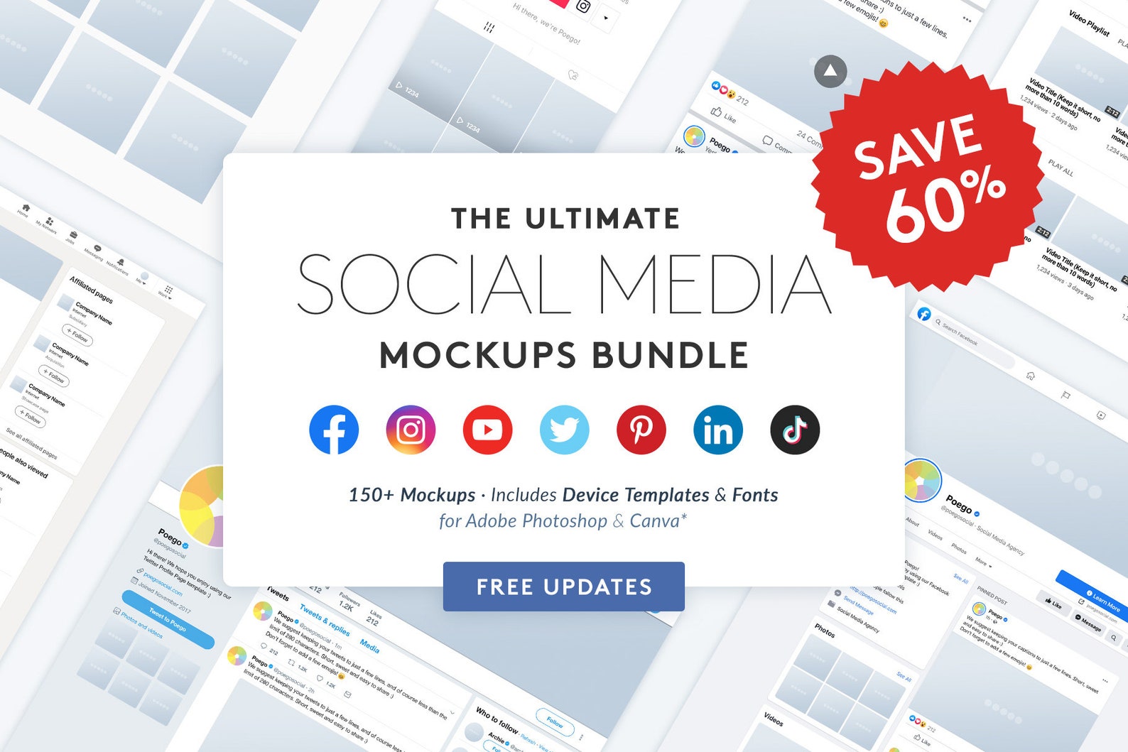Social Media Mockups Bundle - Business Profile Page Templates ...