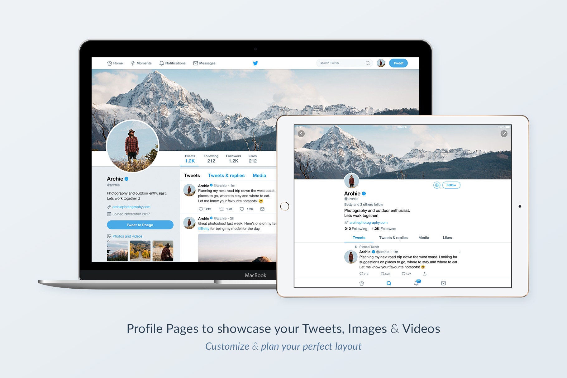 Twitter Mockups - Profile Page Templates - Social Media - Desktop ...