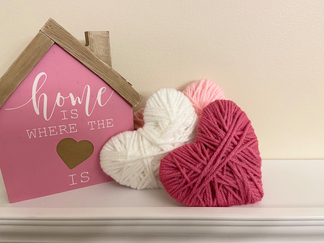 Yarn Hearts, Valentines Tiered Tray, Heart Tiered Tray, Rustic ...