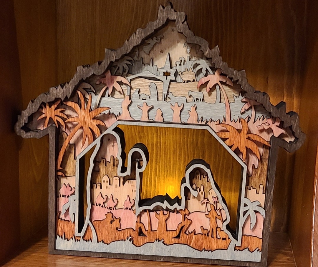 Handcrafted Layered Wood Nativity Scene - Rustic Christmas Decor - Etsy